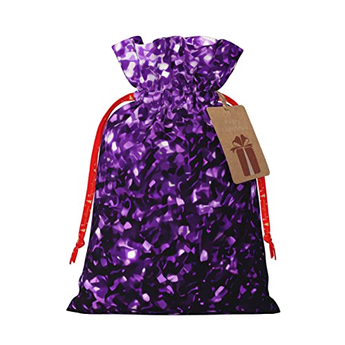 Beautiful Purple Glitterchristmas Drawstring Gift Bag, Linen Drawstring Gift Bag, Reusable Drawstring Gift Bag, Used For Christmas, Birthday, Wedding Supplies