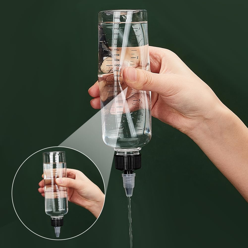 BENECREAT 8 Pack 8oz Large Transparent Plastic Dispensing Bottle with Twist Cap and Graduated Measurement for Liquids, Inks, Oils, Arts and Crafts
