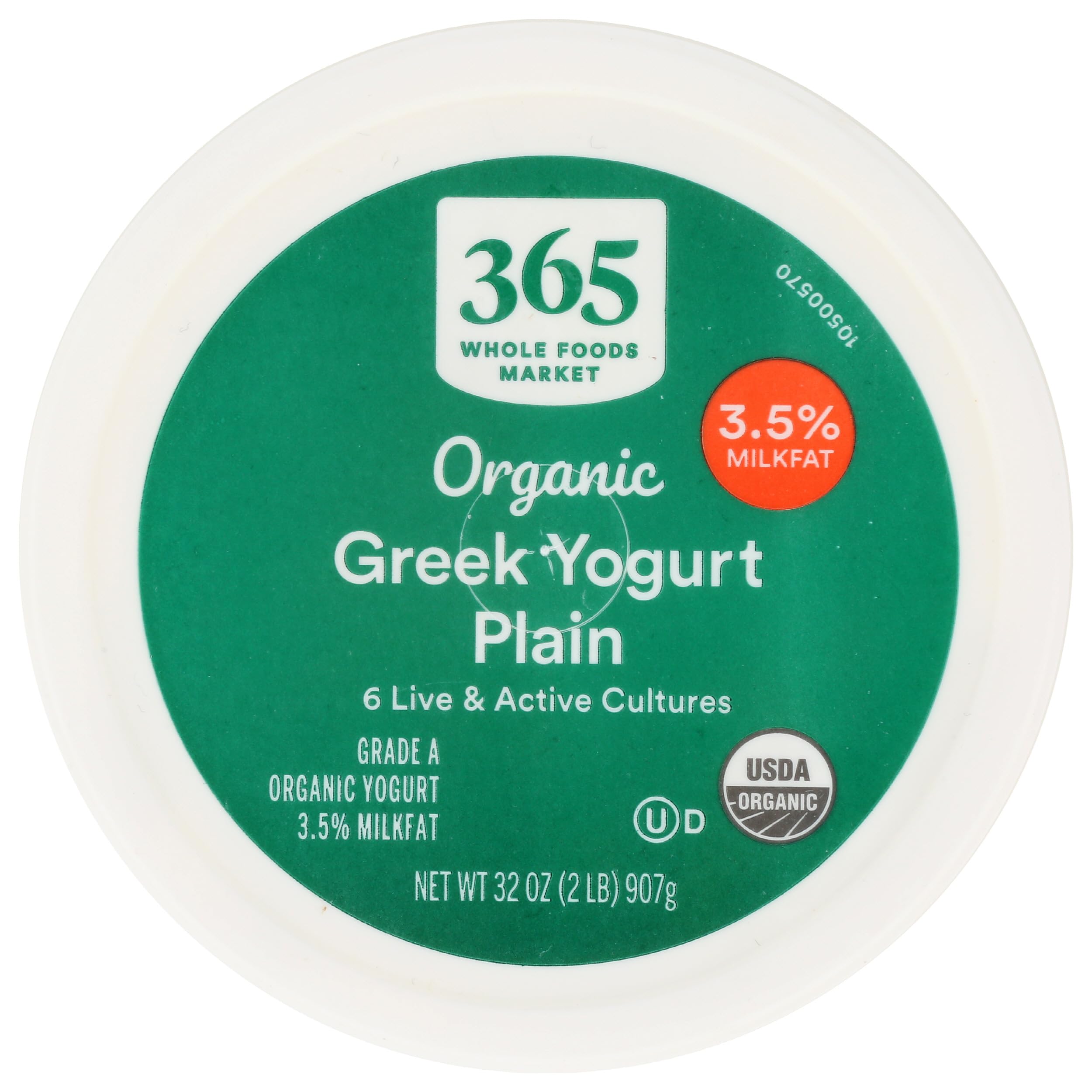 365 by Whole Foods Market, Yogurt Greek Plain Whole Milk Organic, 32 Ounce