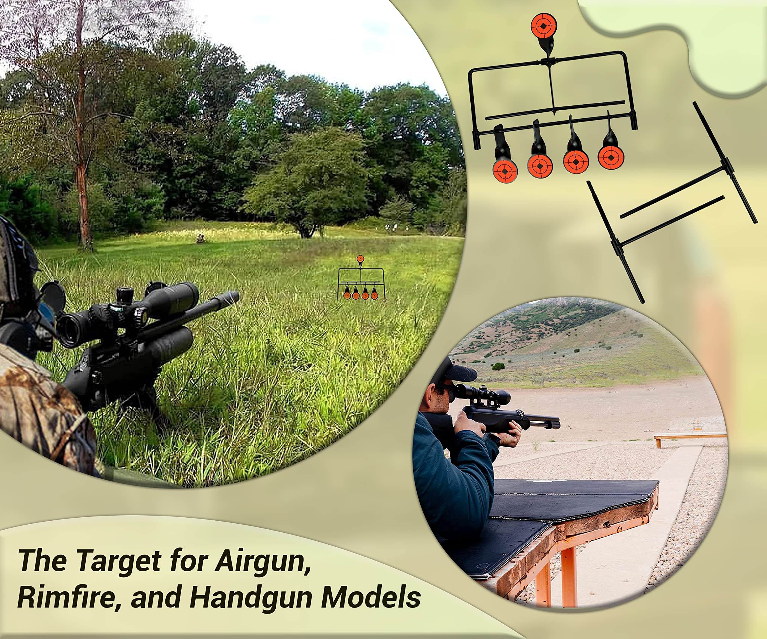 ARSUK Self Resetting Air Rifle Airgun Target for Precision Shooting Practice, Airsoft BB Guns Target Heavy-Duty Metal Frame to Withstand Repeated Shots, Suitable for calibers .177 & .22 Pellets