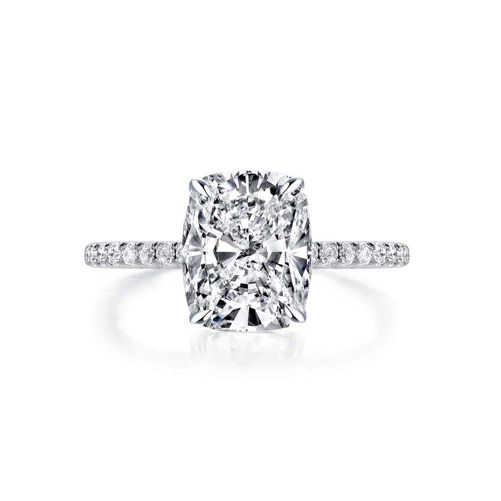 Bo.Dream 3ct Elongated Cushion Cut Cubic Zirconia CZ Engagement Rings for Women Platinum Plated Sterling Silver (8)