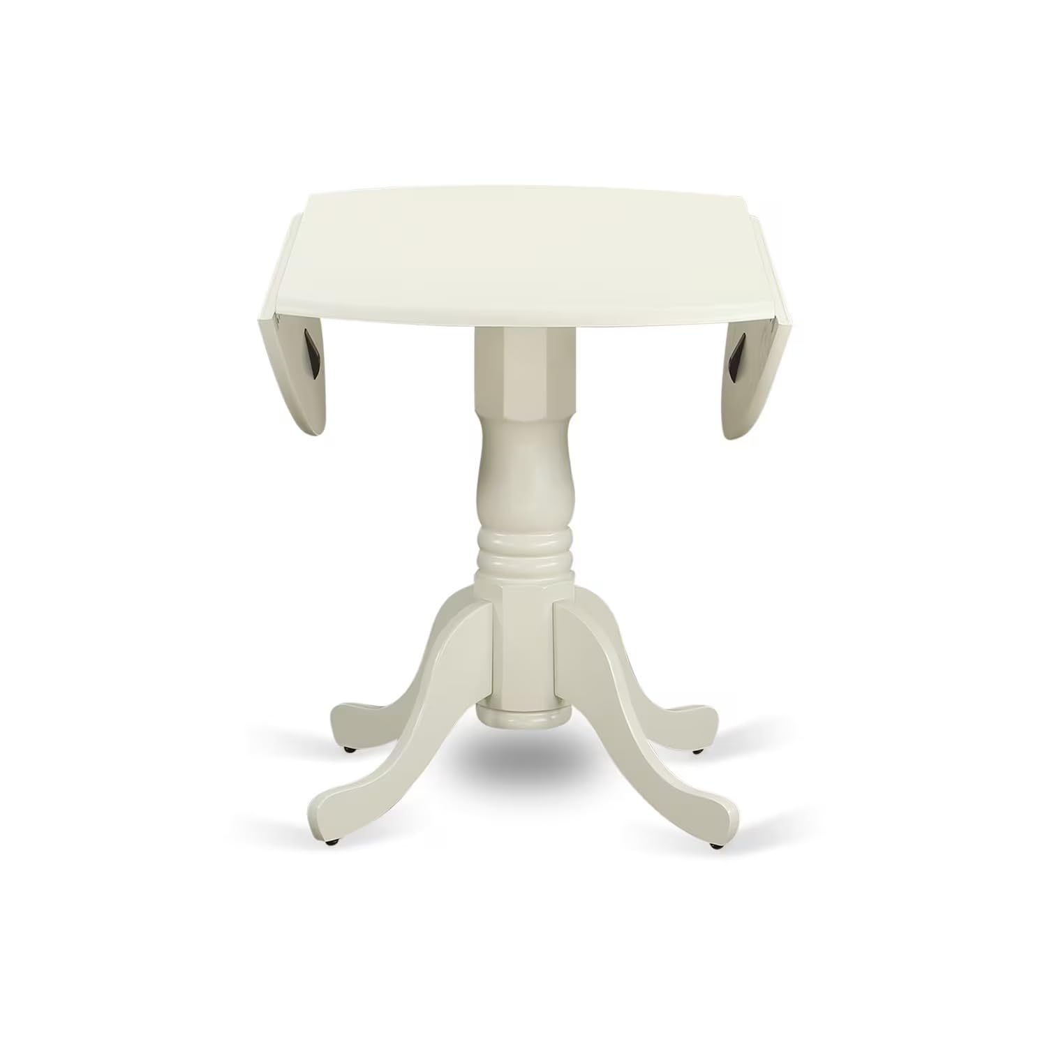 East West Furniture DLAB3-LWH-64 3 Piece Dinette Set for Small Spaces Contains a Round Dining Table with Dropleaf and 2 White Faux Leather Parson Dining Chairs, 42x42 Inch, Linen White