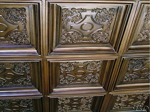 From Plain To Beautiful In Hours DCT03 British Sterling PVC 2' x 2' Lay-in Ceiling Tile, Pack of 25, Aged Copper, 25 Piece
