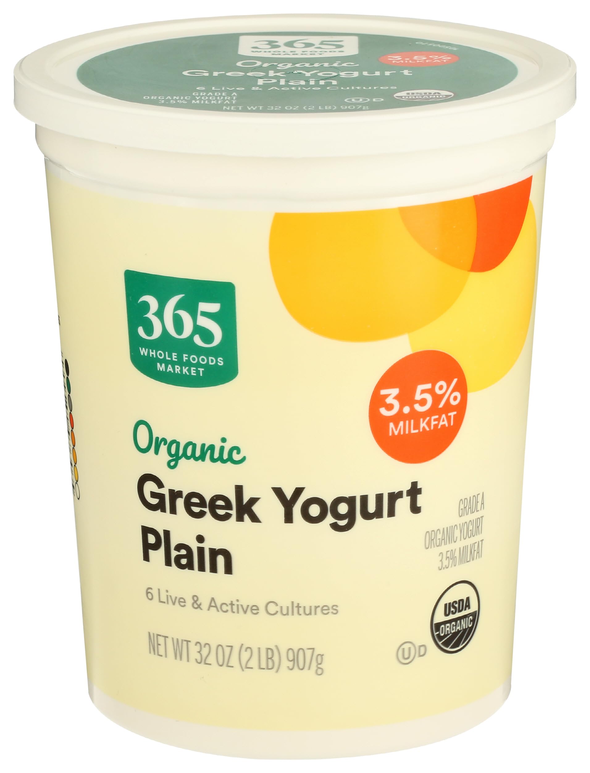 365 by Whole Foods Market, Yogurt Greek Plain Whole Milk Organic, 32 Ounce