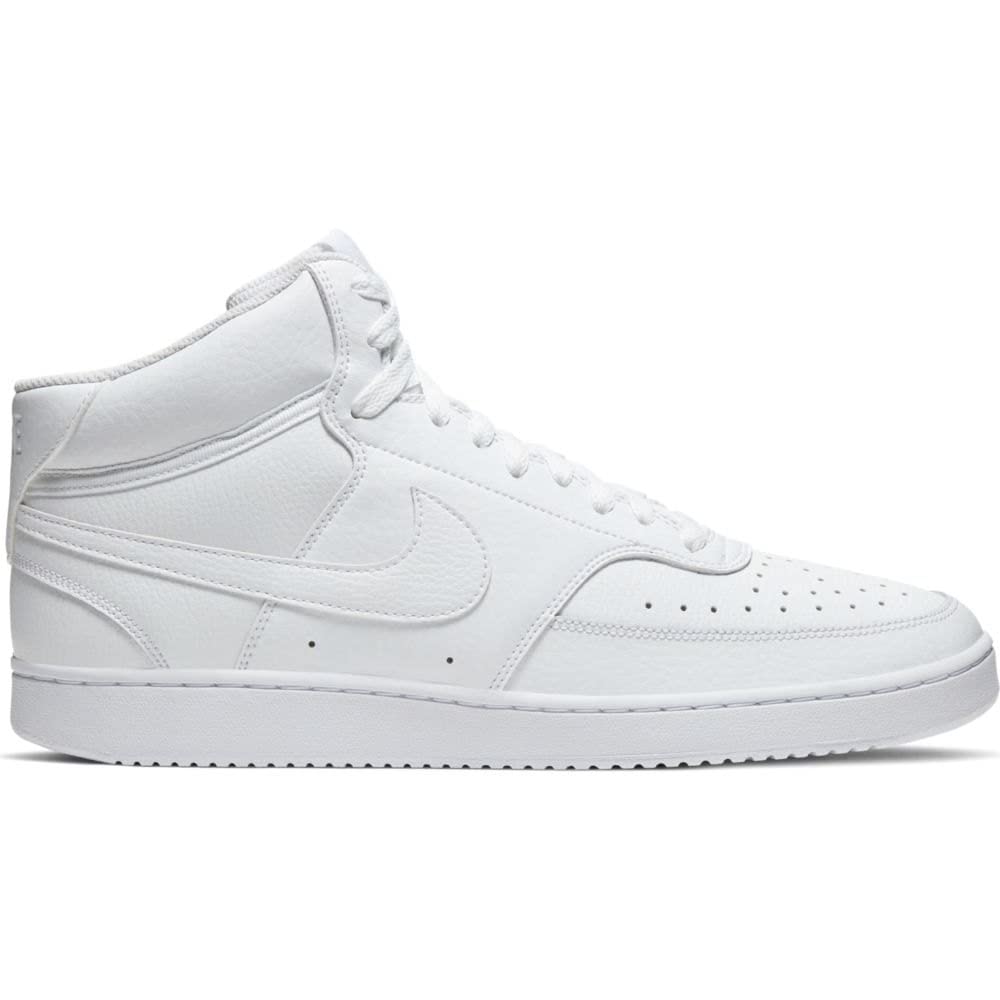 Nike Men's Court Vision Mid Sneaker, White/White-White, 10