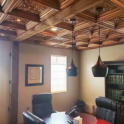 From Plain To Beautiful In Hours DCT03 British Sterling PVC 2' x 2' Lay-in Ceiling Tile, Pack of 25, Aged Copper, 25 Piece