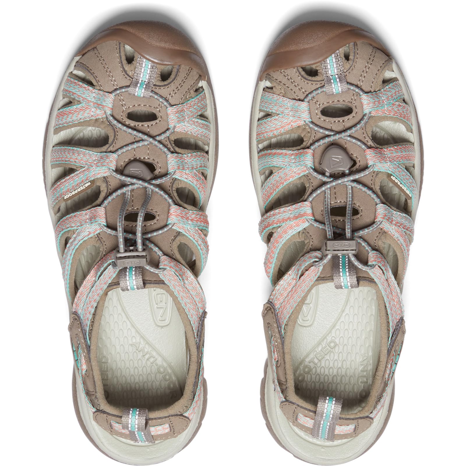 KEEN Women's Whisper Closed Toe Sport Sandals, Taupe/Coral, 7
