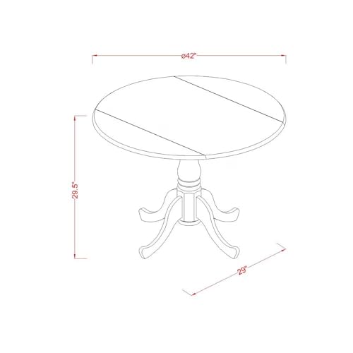 East West Furniture DLAB3-LWH-64 3 Piece Dinette Set for Small Spaces Contains a Round Dining Table with Dropleaf and 2 White Faux Leather Parson Dining Chairs, 42x42 Inch, Linen White