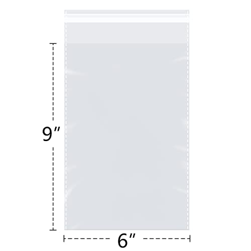 Famagic 6x9 Clear Cellophane Bags 200 Pack, Resealable Plastic Packing Bags for Prints Cards, Bakery, Jewelry, Crafts, Candies