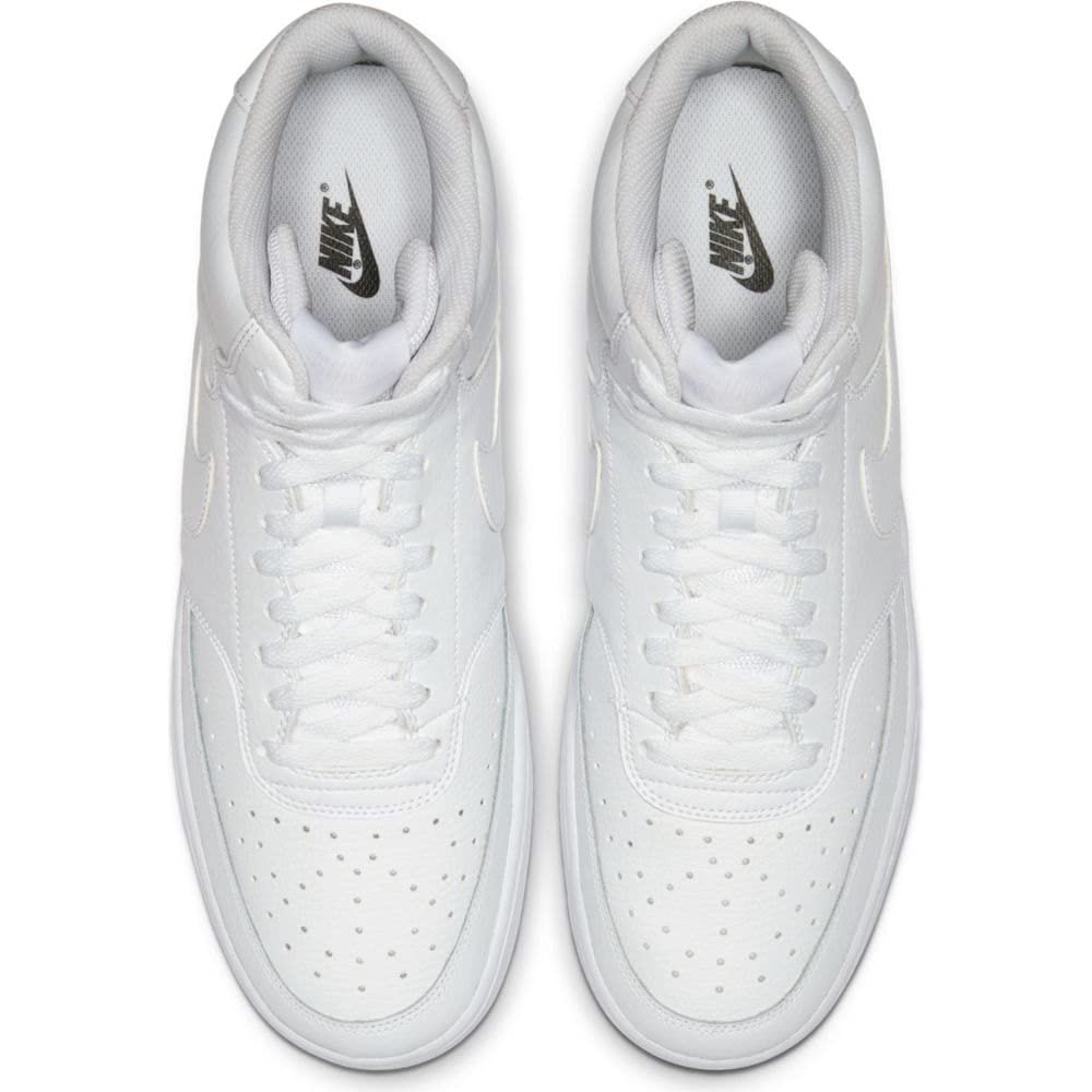 Nike Men's Court Vision Mid Sneaker, White/White-White, 10