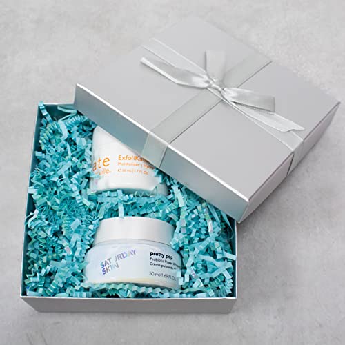 MagicWater Supply Crinkle Cut Paper Shred Filler (4 oz) for Gift Wrapping & Basket Filling - Diamond Pastel Blue