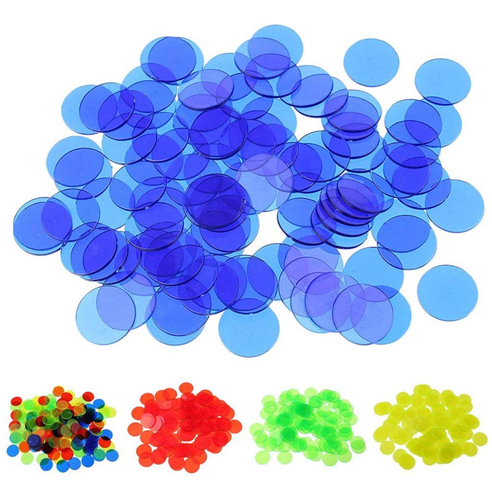 Toyvian Colorful Transparent Counters Bingo Counting Bingo Chips Plastic Markers Bingo Game Cards for Kids 120 Pieces