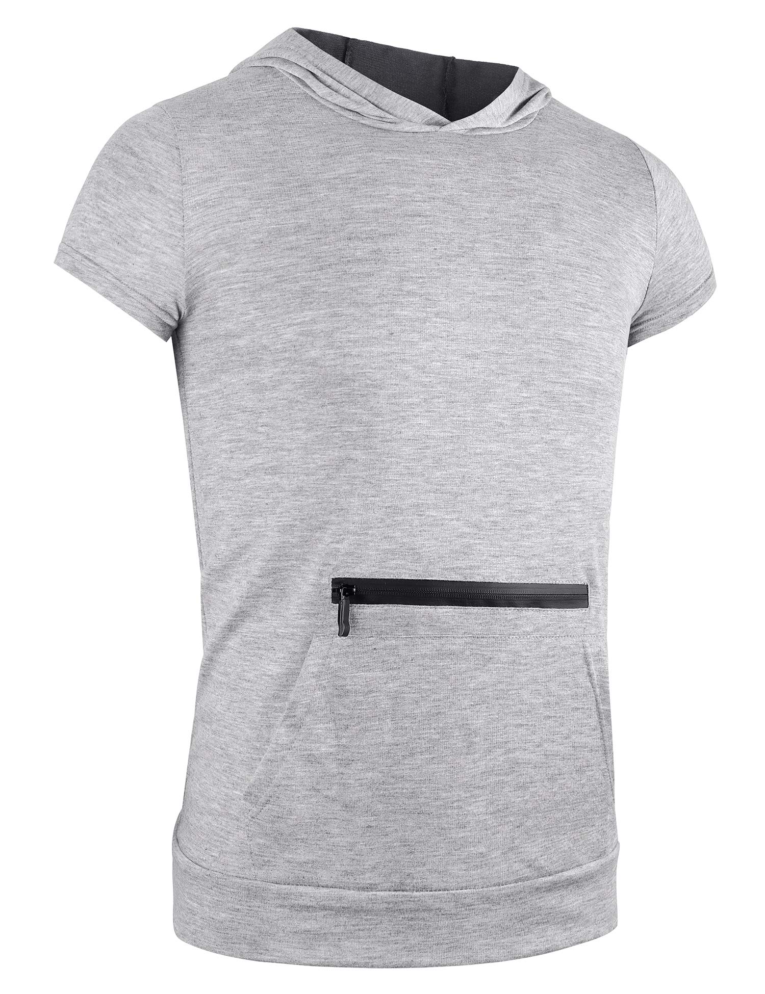 Poriff Mens Workout Running Shirts Sleevles Hoodies Plain Workout Tank Tops Grey S