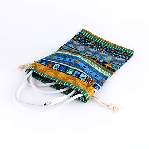 SumDirect Egyptian Ethnic Style Linen Burlap Bag 20Pcs 5×7 inches Gift Bags with Drawstring, Reusable Cotton Candy Bags for Wedding Party Favors