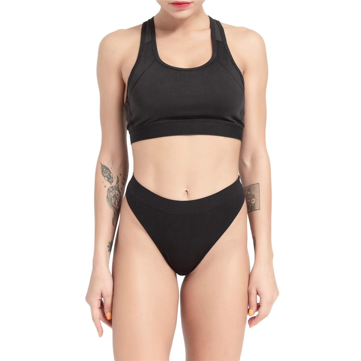 GRANKEE Women's Breathable Seamless Thong Panties No Show Underwear 6 Pack(BLACK 6 pack XL)