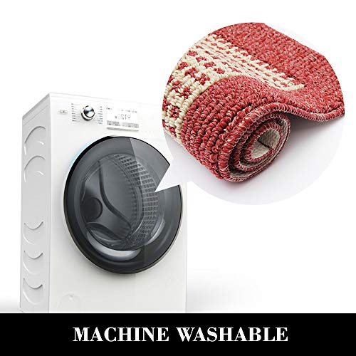 COSY HOMEER 28X18 Inch Washable Kitchen Rug Mats are Made of Polypropylene Square Rug Cushion Which is Anti Slippery and Stain Resistance Red 2 Pcs
