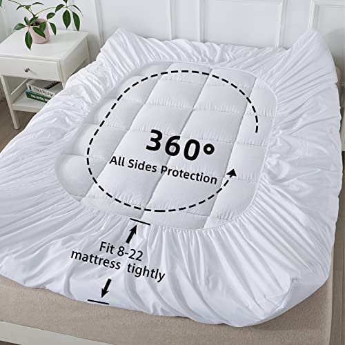 NALUKA Mattress Topper Full Size, Cooling Extra Thick Breathable Mattress Pad, 3D Bubble Soft Quilted Fabric Mattress Cover with 1200 GSM 3D Down Alternative Fill (8-21”Deep Pocket)