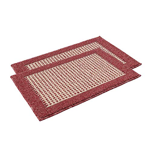 COSY HOMEER 28X18 Inch Washable Kitchen Rug Mats are Made of Polypropylene Square Rug Cushion Which is Anti Slippery and Stain Resistance Red 2 Pcs
