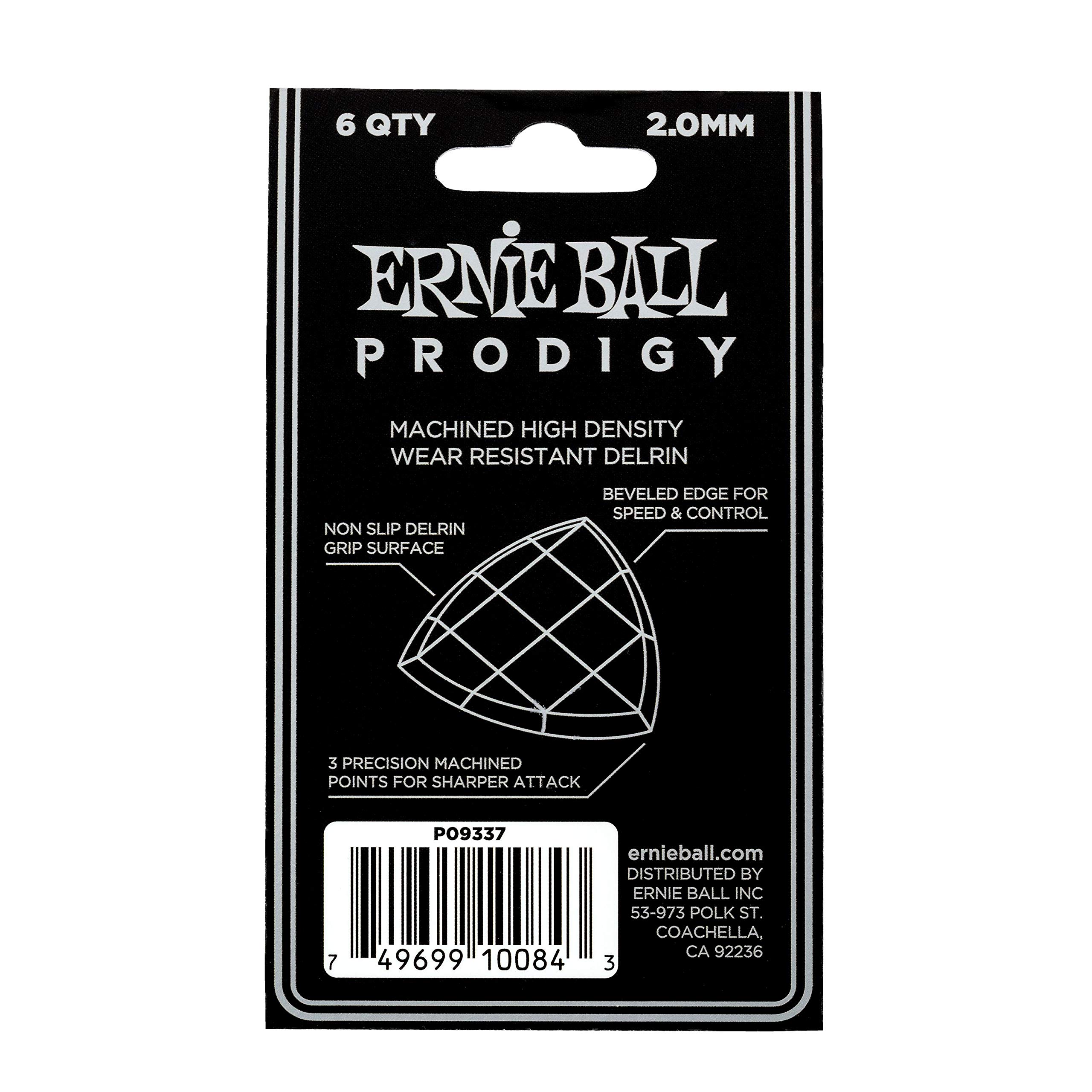 Ernie Ball Prodigy Guitar Picks, Shield, White 2.0mm, 6-pack (P09337)
