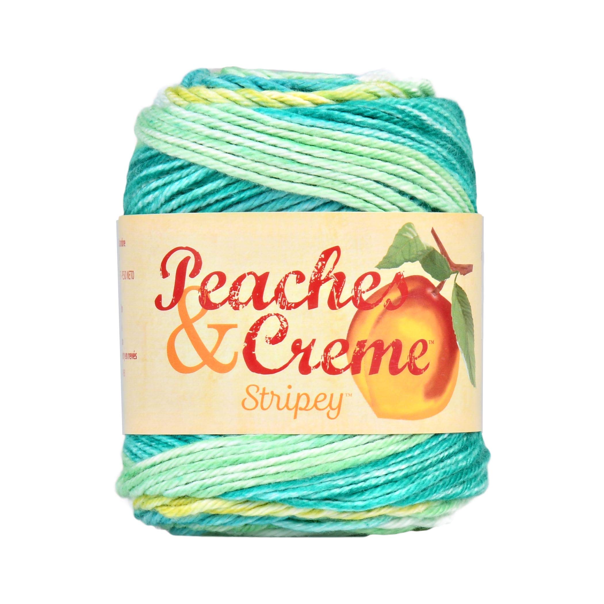 Peaches N Crème P&C Yarn, Stripey Green Stripes, 95 Yards