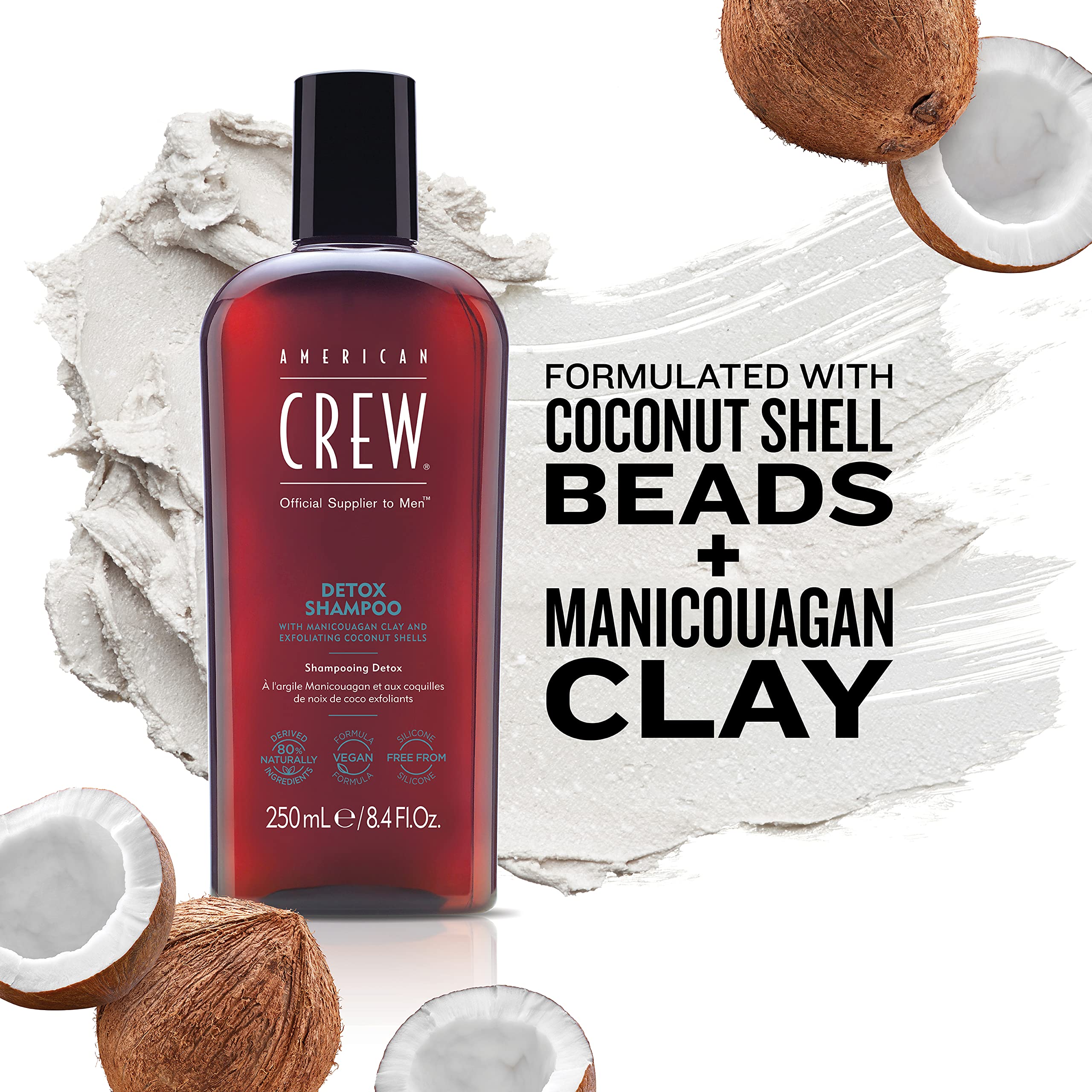 American Crew Detox Shampoo for Men, Naturally Derived, Vegan Formula, Citrus Mint Fragrance, 8.45 Fl Oz