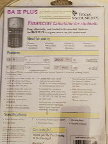 TEXAS TI-BA II PLUS - ADVANCED FINANCIAL CALC (TIBA2P) -