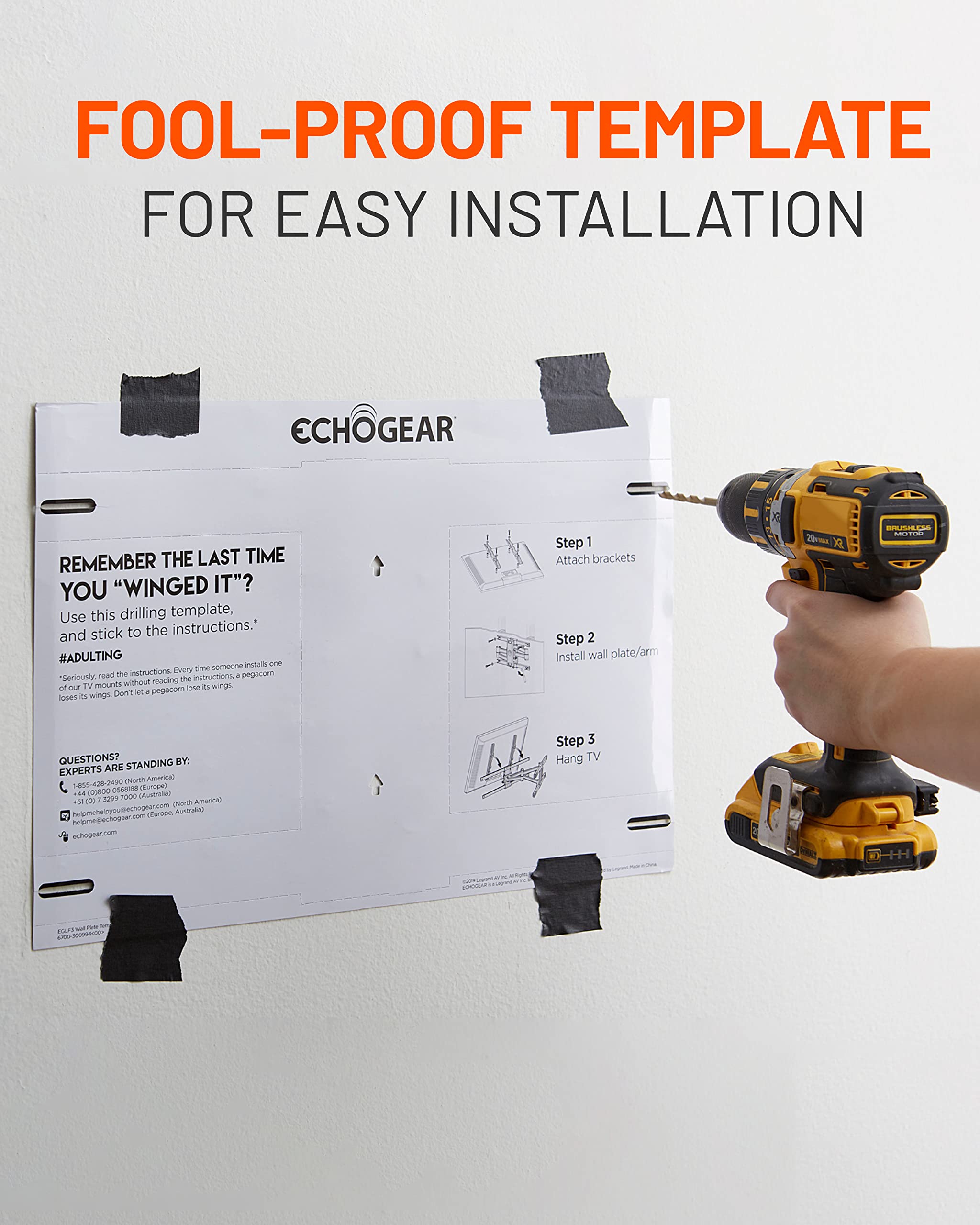ECHOGEAR Full Motion Articulating TV Wall Mount Bracket for TVs Up to 82" - Smooth Extension, Swivel, & Tilt - Wall Template for Easy Install - Centers & Levels After Mounting Plus Hides Your Cables
