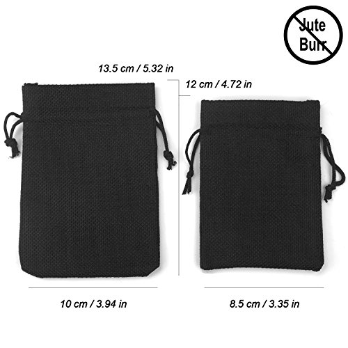 ADVcer Burlap Drawstring Bags Set, 5.5 x 4 and 4.8 x 3.5, Sacks 20 for Small Favor, Gift, Treat, Goodie, Party, Jewelry, Little Sachet, Coffee Bean, Mini Decor, Craft, Candy, Tea Storage (Black)