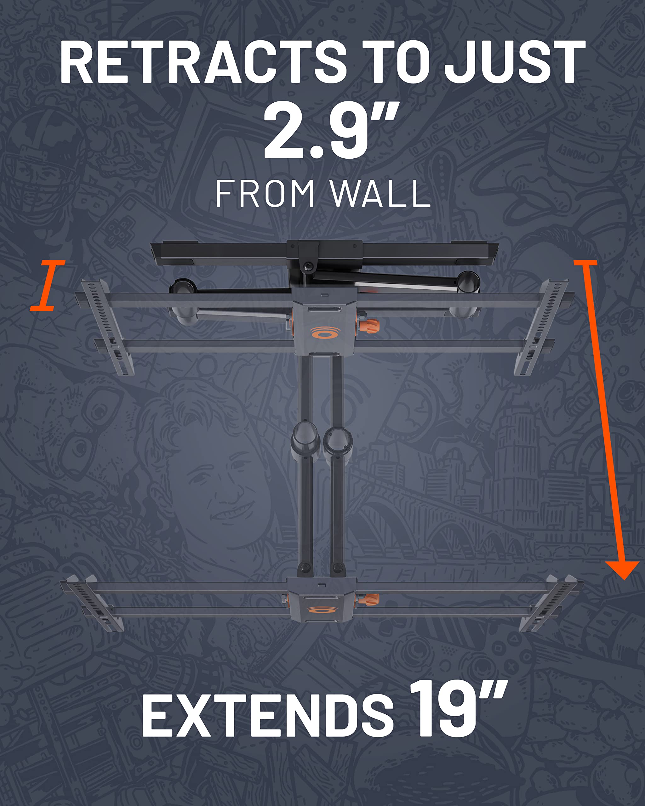 ECHOGEAR Full Motion Articulating TV Wall Mount Bracket for TVs Up to 82" - Smooth Extension, Swivel, & Tilt - Wall Template for Easy Install - Centers & Levels After Mounting Plus Hides Your Cables