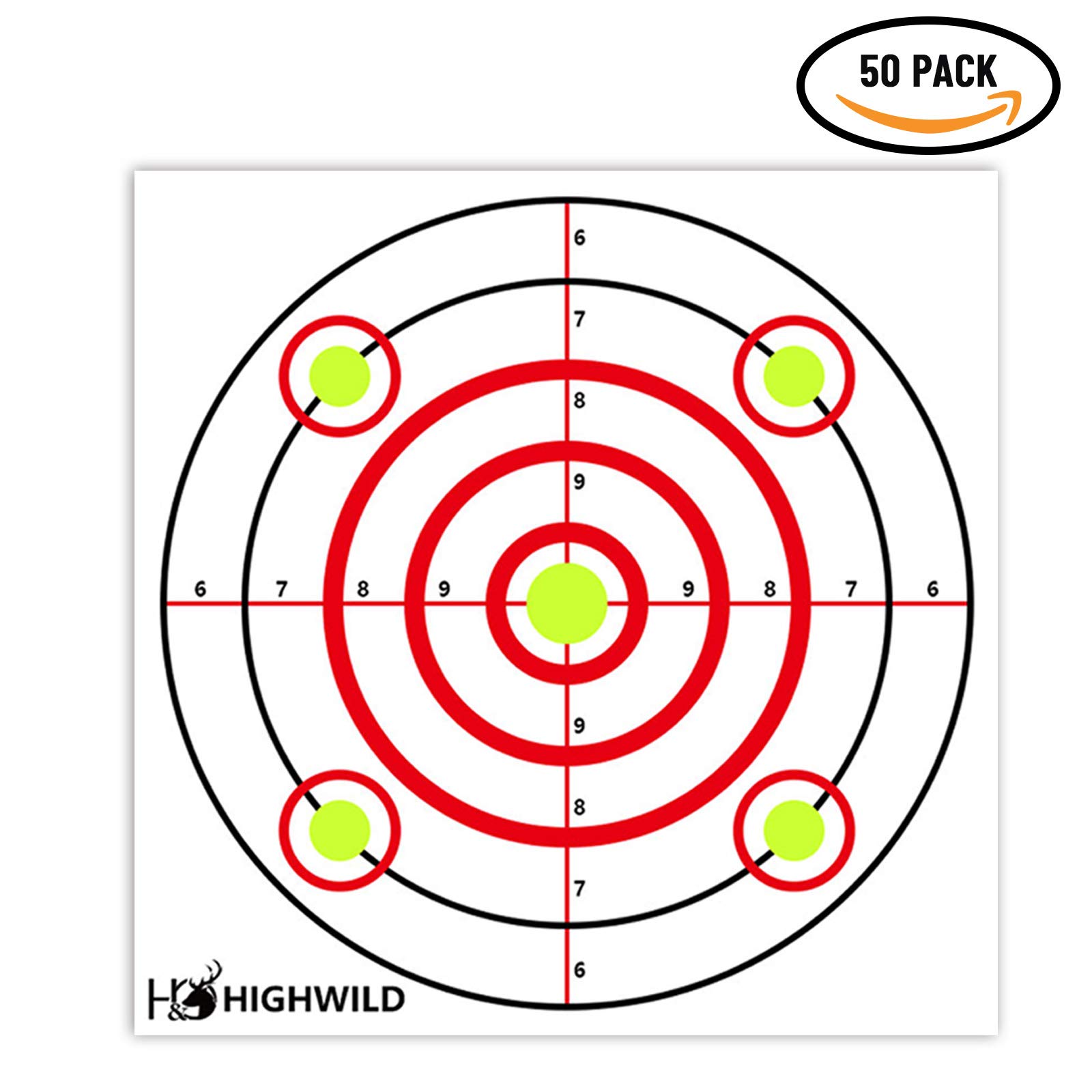 Highwild Paper Targets - Bullseye Shooting Targets Sheet Paper - for Air Rifle/Airsoft Pistol Practice Bullet Traps - 11"x 11", 50 Pack