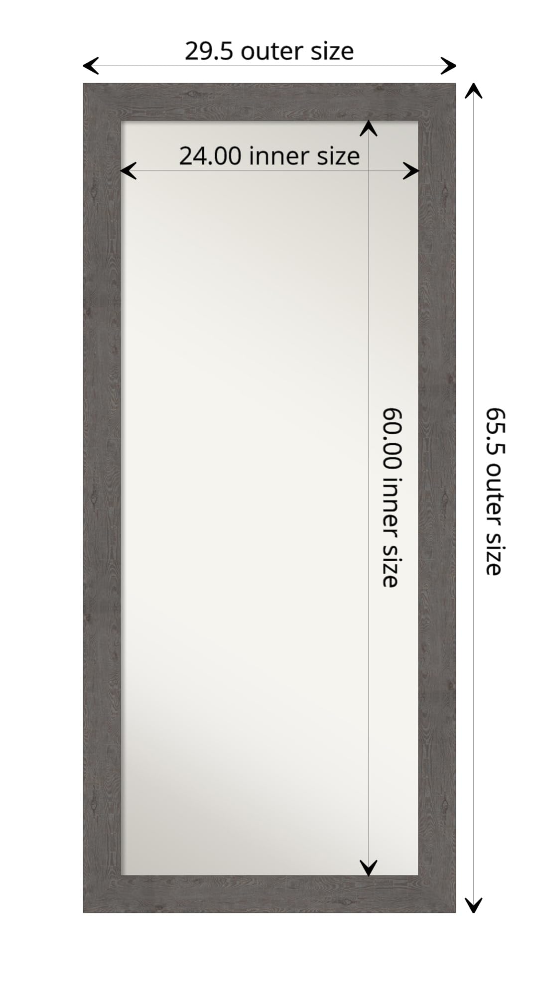Amanti Art Grey Full Length Mirror, 66x30 Rustic Plank Grey Tall Free Standing Body Wall Mirror Full Length for Dressing, Rustic Farmhouse Frame, Lean on Floor or Hang, Wall Decor from WI, USA