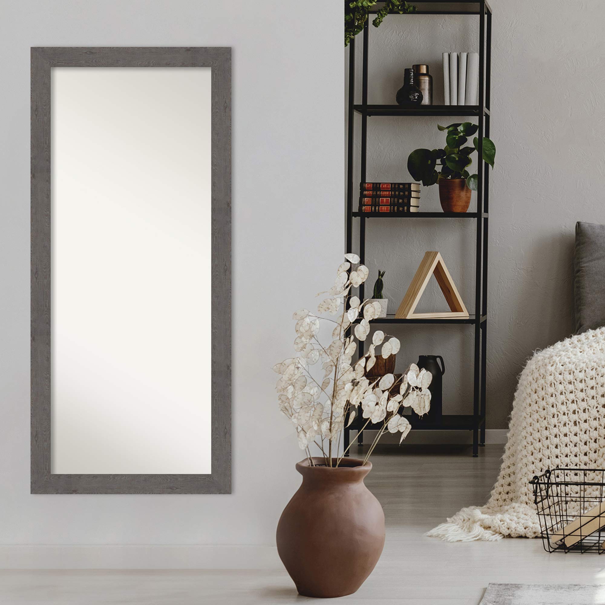 Amanti Art Grey Full Length Mirror, 66x30 Rustic Plank Grey Tall Free Standing Body Wall Mirror Full Length for Dressing, Rustic Farmhouse Frame, Lean on Floor or Hang, Wall Decor from WI, USA