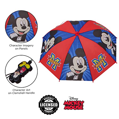 Disney Boys Umbrella and Poncho Raincoat Set, Mickey Mouse Kids Rain Wear For Kids Ages 4-5