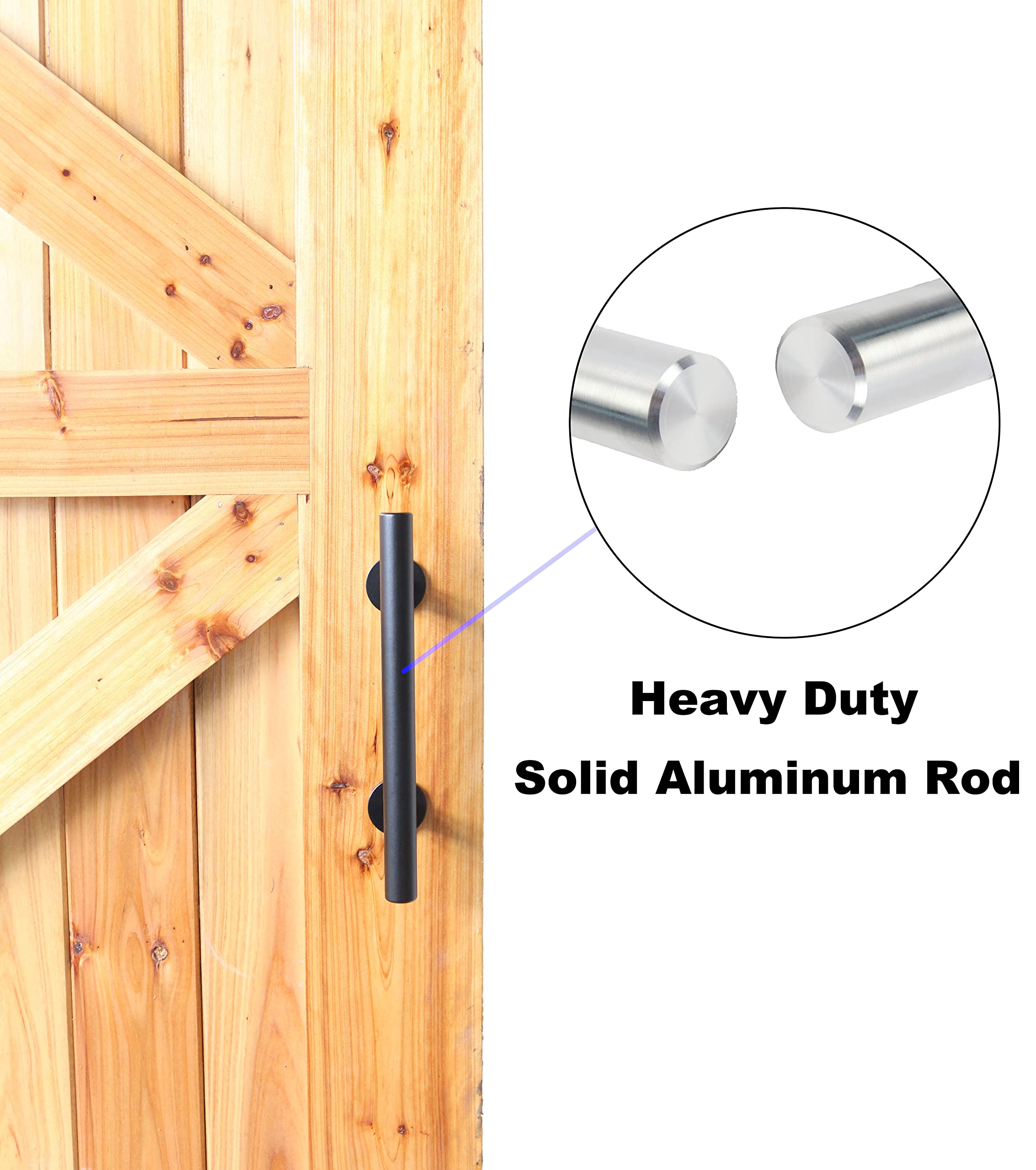 Heavy Duty Barn Door Handle Set, Large Rustic, for Gates Garages Sheds Furniture (Aluminum 12" Handle)