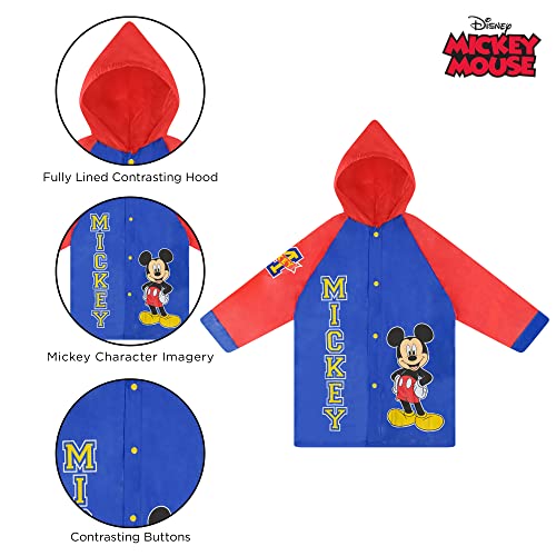 Disney Boys Umbrella and Poncho Raincoat Set, Mickey Mouse Kids Rain Wear For Kids Ages 4-5