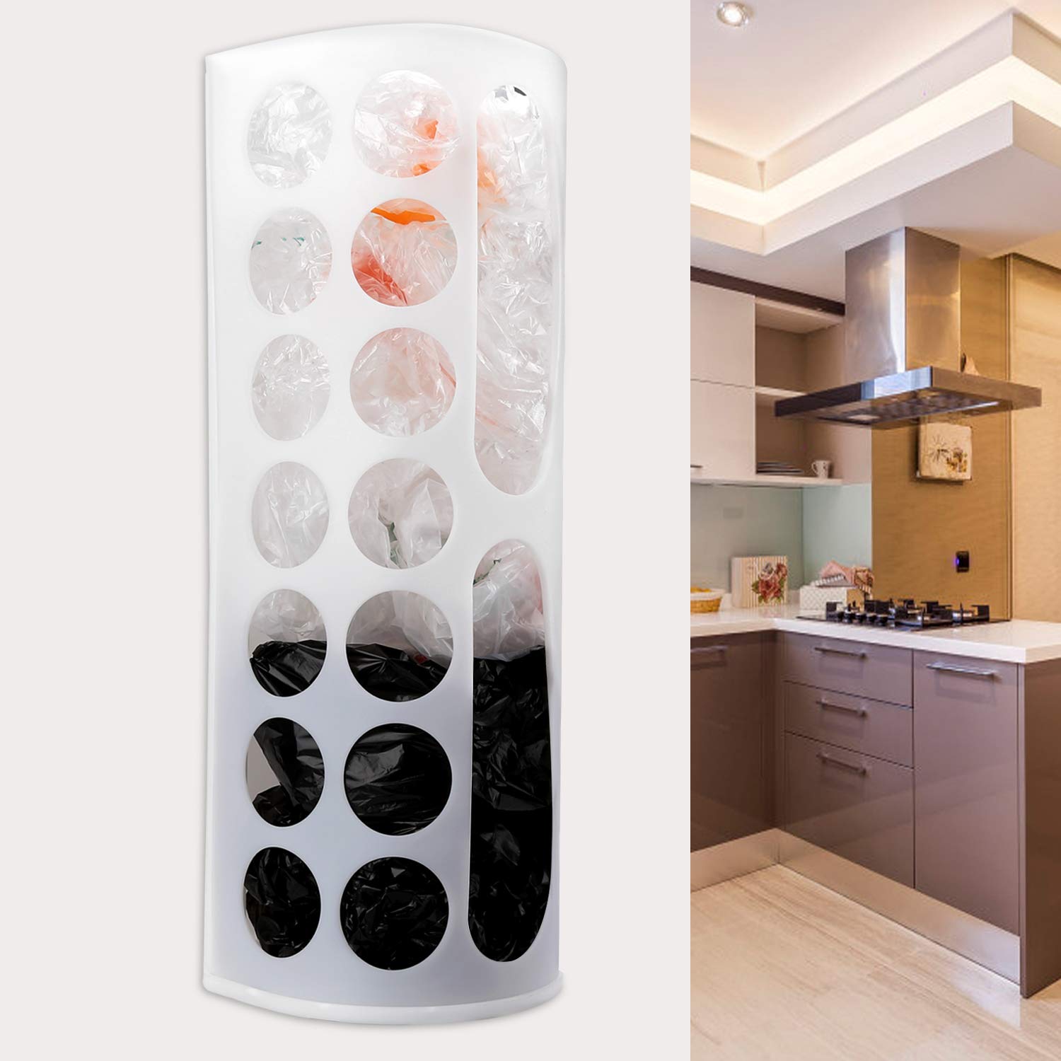 Lunies Grocery Bag Holder - Wall Mount Hanging Trash Bag Organizer for Kitchen (Large Capacity, 2-pack)