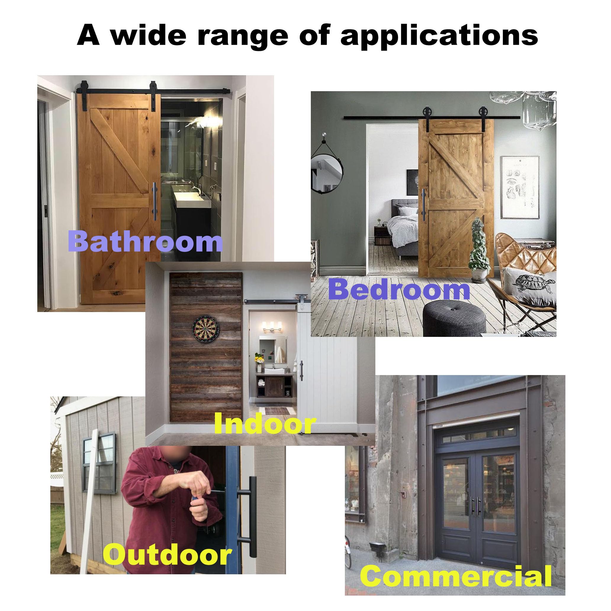 Heavy Duty Barn Door Handle Set, Large Rustic, for Gates Garages Sheds Furniture (Aluminum 12" Handle)