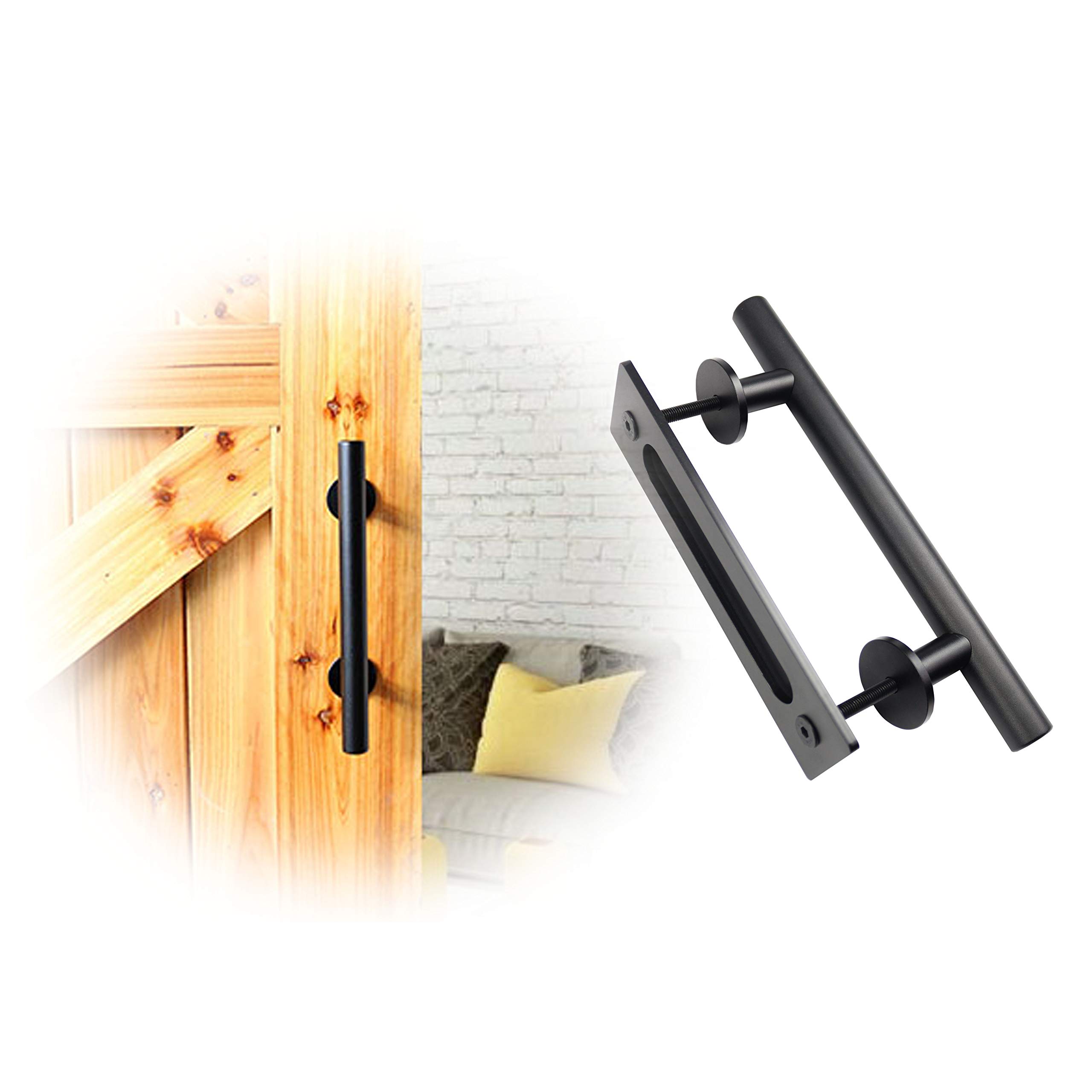 Heavy Duty Barn Door Handle Set, Large Rustic, for Gates Garages Sheds Furniture (Aluminum 12" Handle)