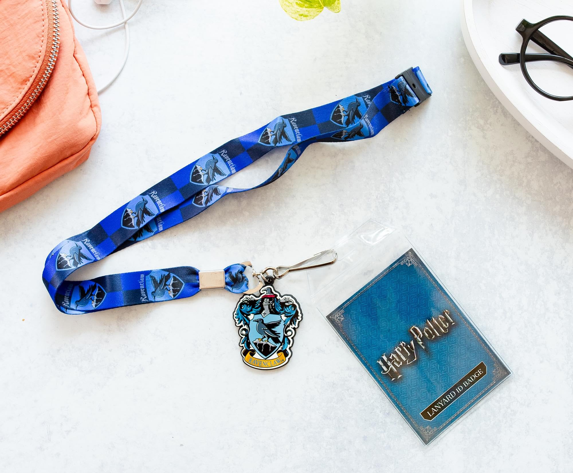 Harry Potter Ravenclaw 22-Inch Strap Lanyard With ID Badge Holder and Crest Charm | Vertical Nametag With Clear Window