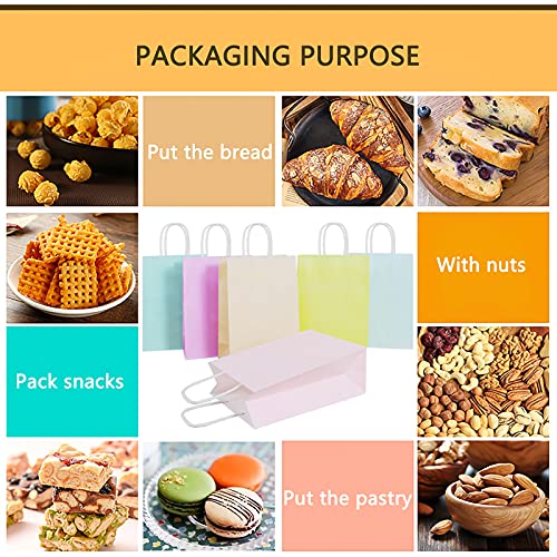 AZOWA Gift Bags Small Kraft Paper Bags with Handles (6.3 x 3.1 x 8.6 in, Pastel Pink, 12 CT)