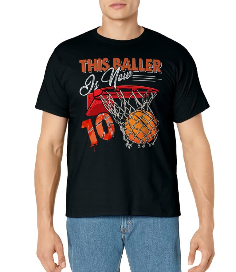 10th Birthday Basketball TShirt Funny 10 Years Old Kids Gift T-Shirt