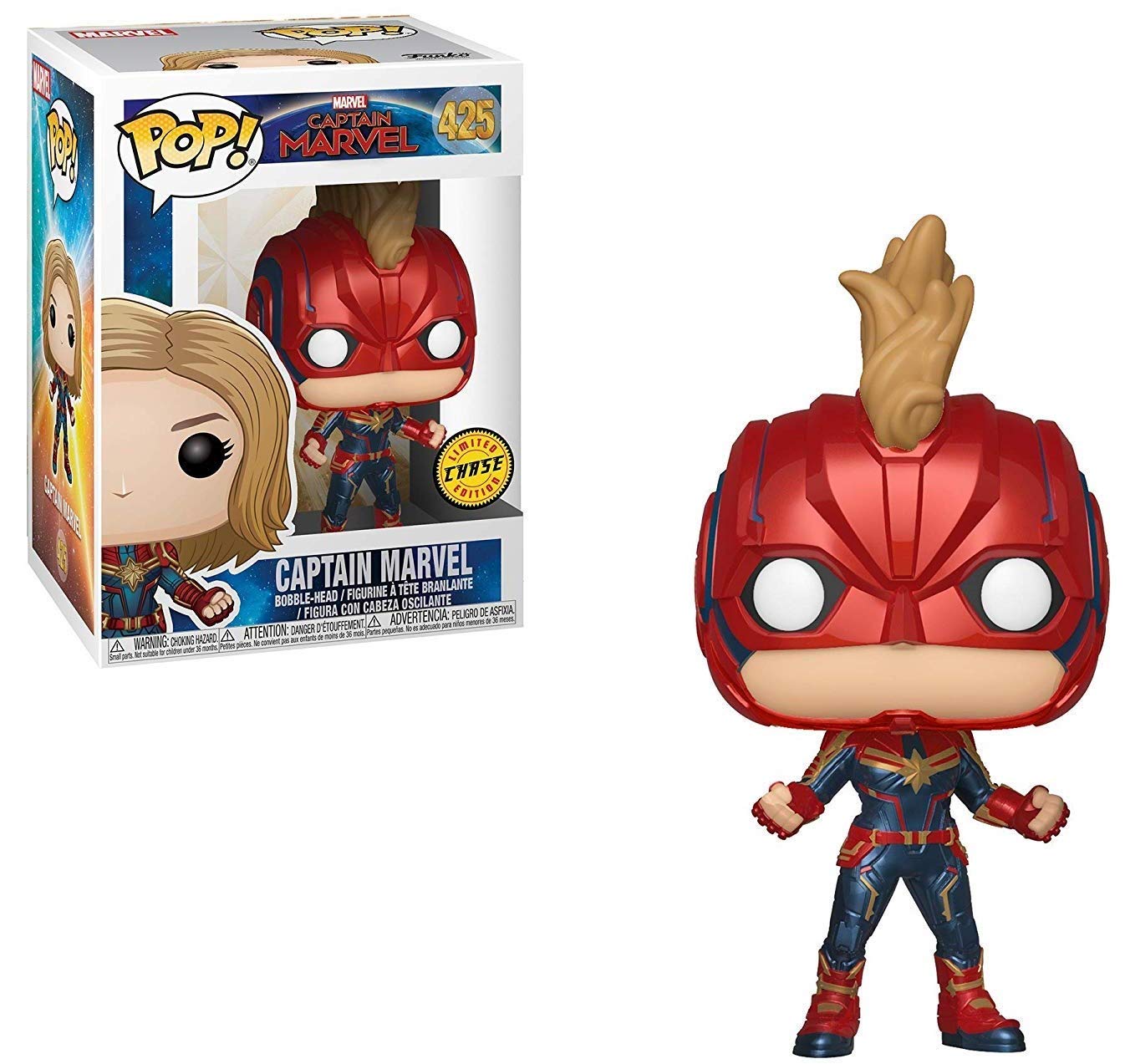 Marvel: Captain Marvel - Masked Captain Marvel Limited Edition Chase Funko Pop! Vinyl Figure (Includes Compatible Pop Box Protector Case)