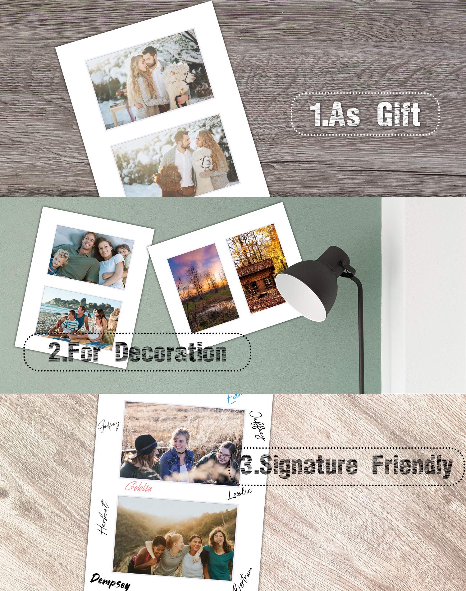 8x10 White Mat for (2) 4X6 Pictures - Pack of 10 - White Core Bevel Cut Acid-Free Mat Boards for Artworks, Prints, Photographs - Great for Weddings, Engagements, Graduations - Signature Friendly