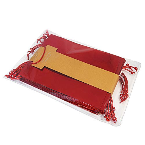 Large Red Gift Bags - 12 Pack Metallic Red Foil Gift Bags with Handles, Designer Paper Gift Wrap Euro Totes for Birthdays, Christmas, Valentines, Bachelorette, Holidays, Presents, Bulk โ 10x5x13
