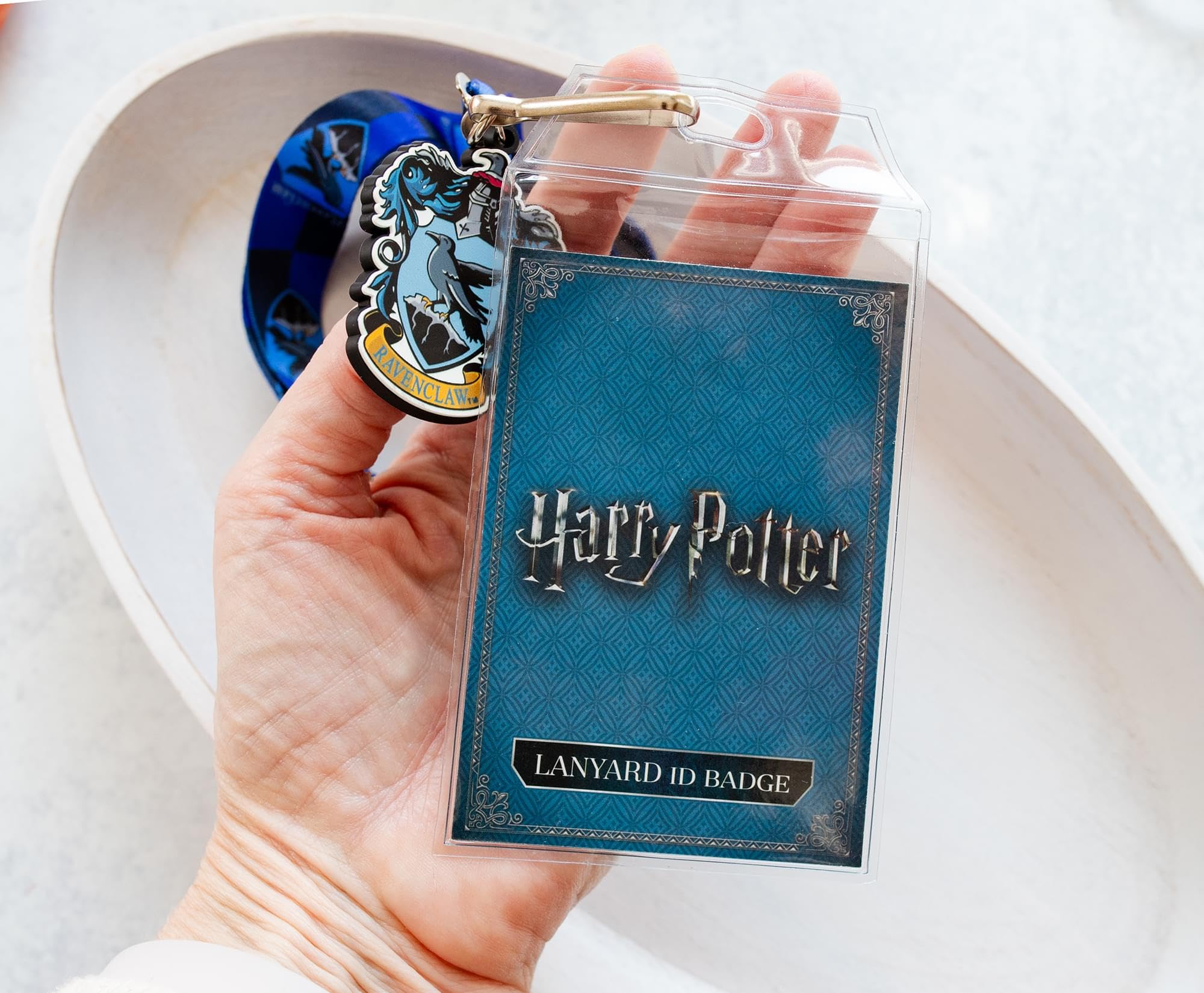 Harry Potter Ravenclaw 22-Inch Strap Lanyard With ID Badge Holder and Crest Charm | Vertical Nametag With Clear Window