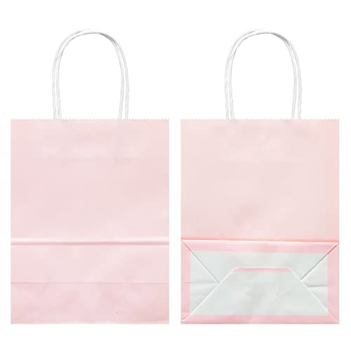 AZOWA Gift Bags Small Kraft Paper Bags with Handles (6.3 x 3.1 x 8.6 in, Pastel Pink, 12 CT)