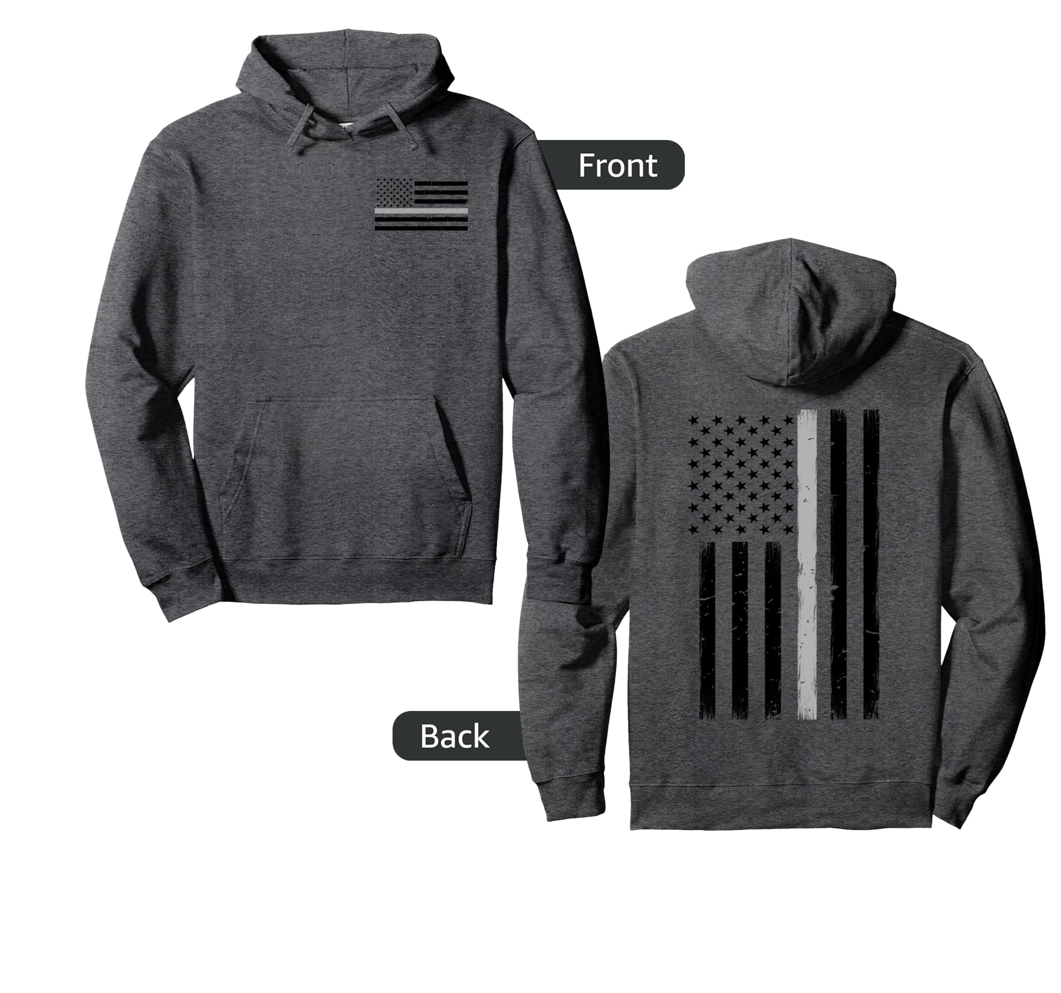 Thin Silver Line Flag Hoodie for Corrections Officers