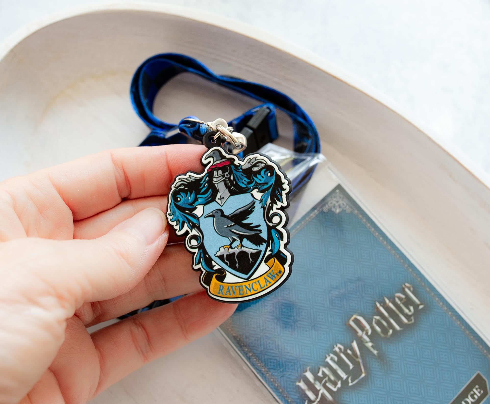 Harry Potter Ravenclaw 22-Inch Strap Lanyard With ID Badge Holder and Crest Charm | Vertical Nametag With Clear Window