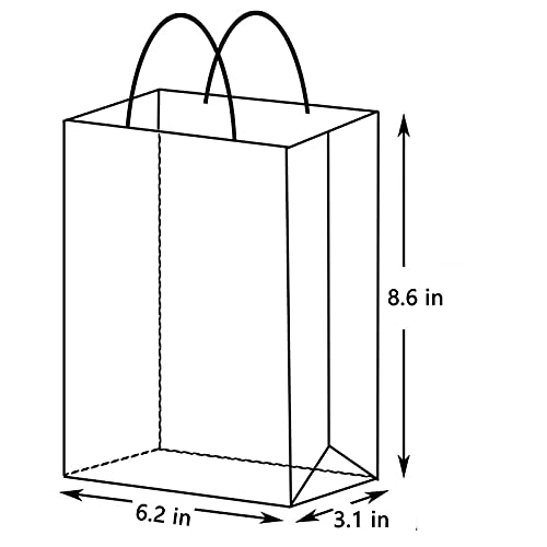 AZOWA Gift Bags Small Kraft Paper Bags with Handles (6.3 x 3.1 x 8.6 in, Pastel Pink, 12 CT)