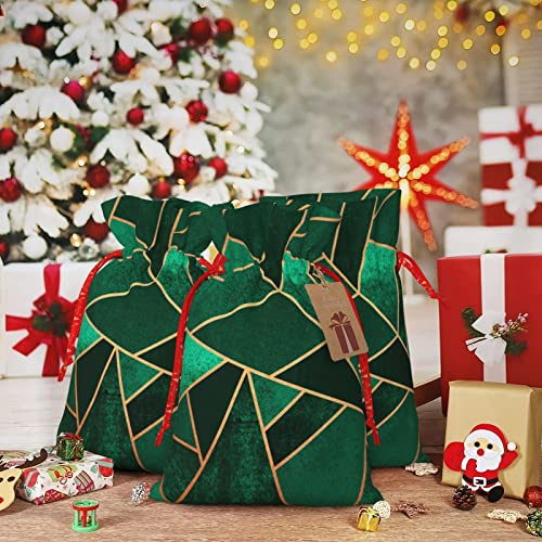 Black And Gold Geometricchristmas Drawstring Gift Bag, Linen Drawstring Gift Bag, Reusable Drawstring Gift Bag, Used For Christmas, Birthday, Wedding Supplies
